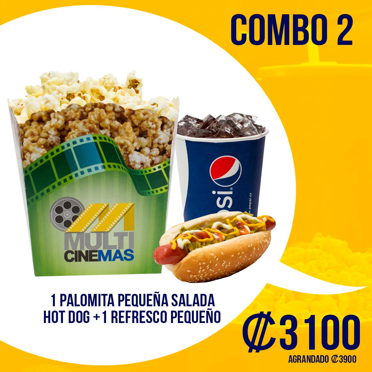 Menú, combos, venta de comida por Multicinemas Costa Rica